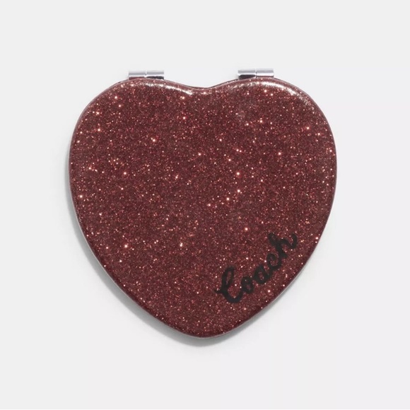 Coach | Accessories | Coach Red Glitter Heart Mirror | Poshmark